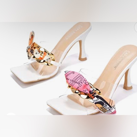 Shoes | Nwt Transparent Square Open Toe Shoes Heels With Bow Multiple ...